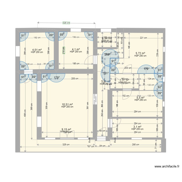 delimitation - Plan 2 pièces 26 m2 dessiné par toumba