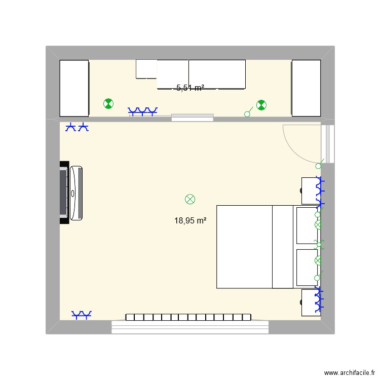 projet chambre et dressing - Plan dessiné par Dimathi
