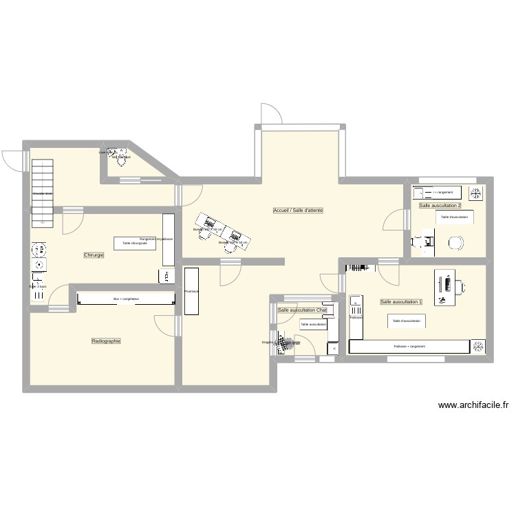 Clinique - Plan 8 pièces 127 m2 dessiné par Annabs