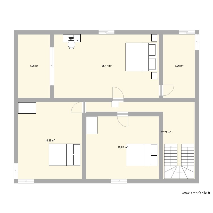 trano final - Plan 6 pièces 92 m2 dessiné par rokicool