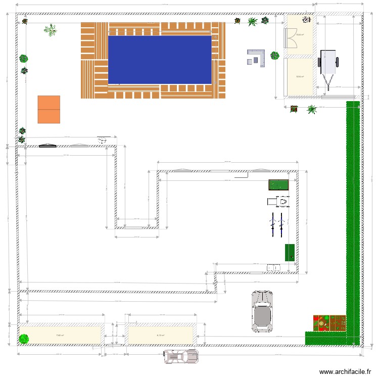 plan piscine - Plan 4 pièces 24 m2 dessiné par Nadine 31