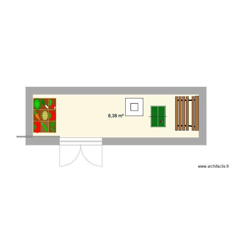 Balcon - Plan 1 pièce 8 m2 dessiné par antoineduvey
