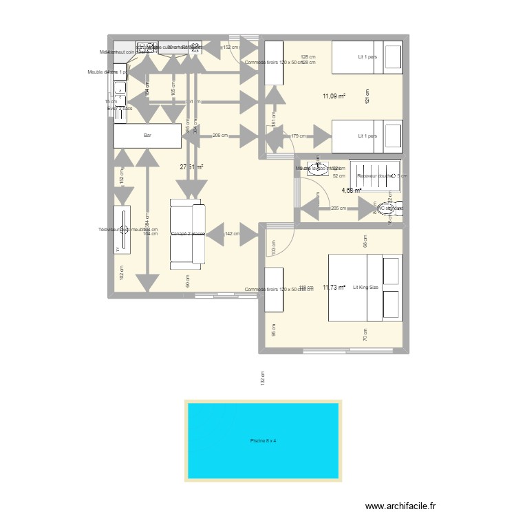 MAISON F3 - Plan dessiné par RUDY_972