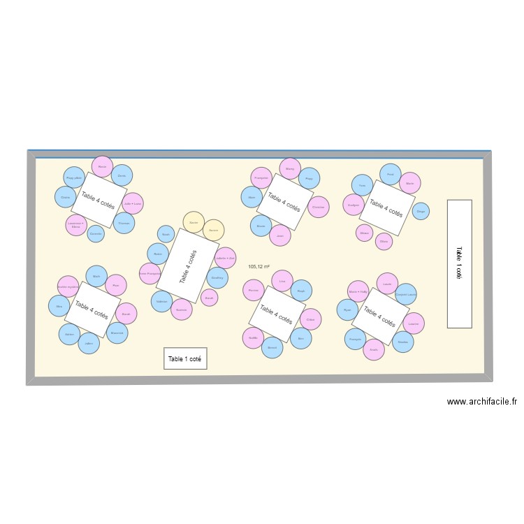 Plan de tables - Plan 1 pièce 105 m2 dessiné par rayondesoleil2