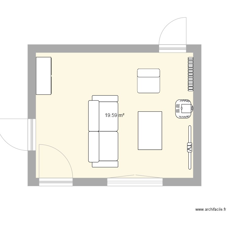 salle tele - Plan dessiné par bats