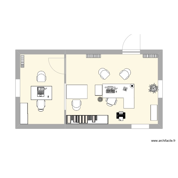secrétariat - Plan 2 pièces 30 m2 dessiné par Mairie352