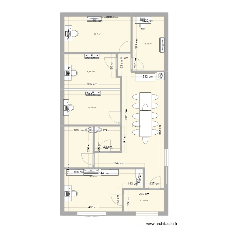 batiment beaune - Plan 7 pièces 89 m2 dessiné par matodo