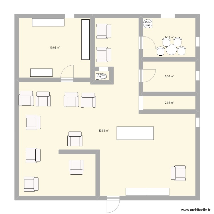 PLAN SALON NUANCE COIFFURE - Plan 6 pièces 116 m2 dessiné par kalounnette1