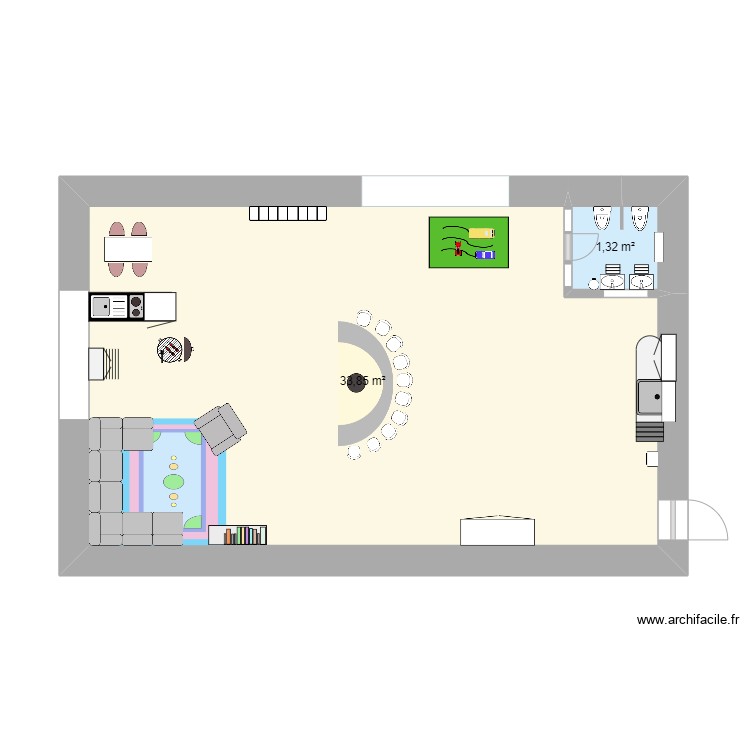 Plan d'un local - Plan 2 pièces 35 m2 dessiné par Leaneduclos
