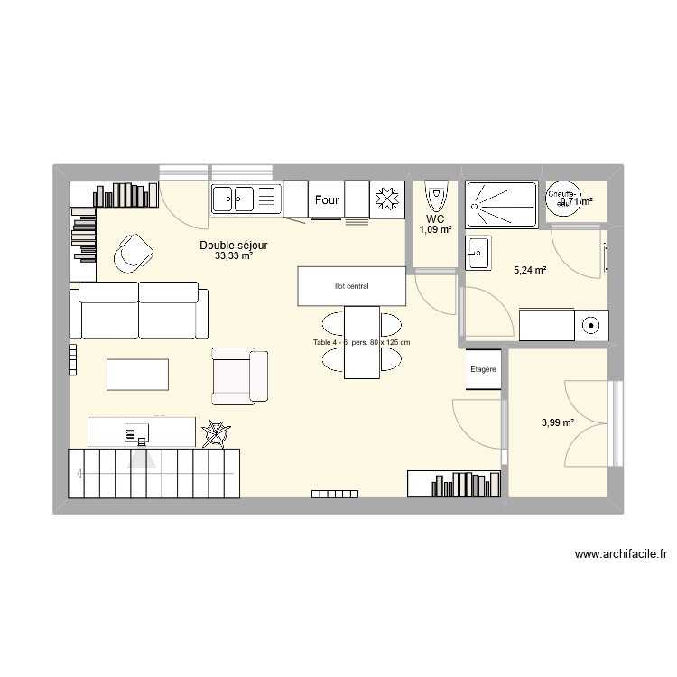 Appartement - Plan 5 pièces 44 m2 dessiné par SosoGagaRZU
