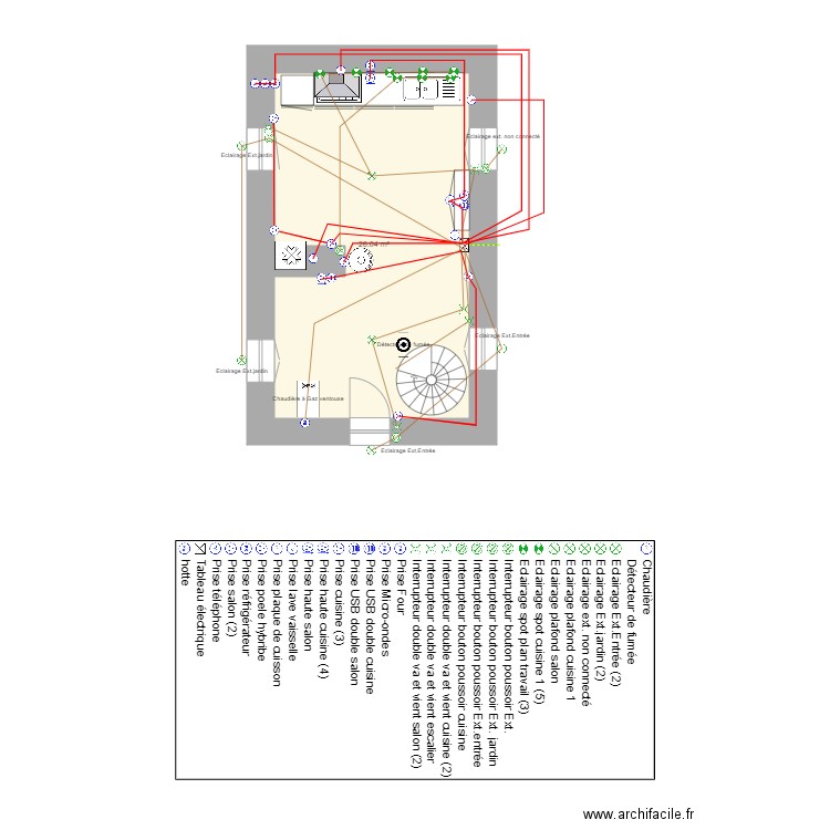 RDC Elec Maison - Plan dessiné par jeanmi...