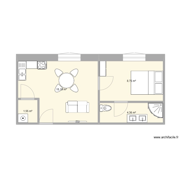 logement 1 - Plan dessiné par SCIbeaufort