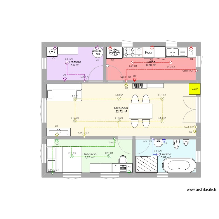 Diseny casa Marc - Plan 5 pièces 51 m2 dessiné par marc eugeni nugue ...
