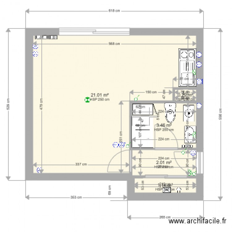 Appartement 32 m2 - Plan dessiné par MIM70