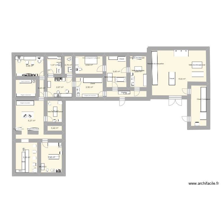 plan clinique - Plan 17 pièces 55 m2 dessiné par marievlch97