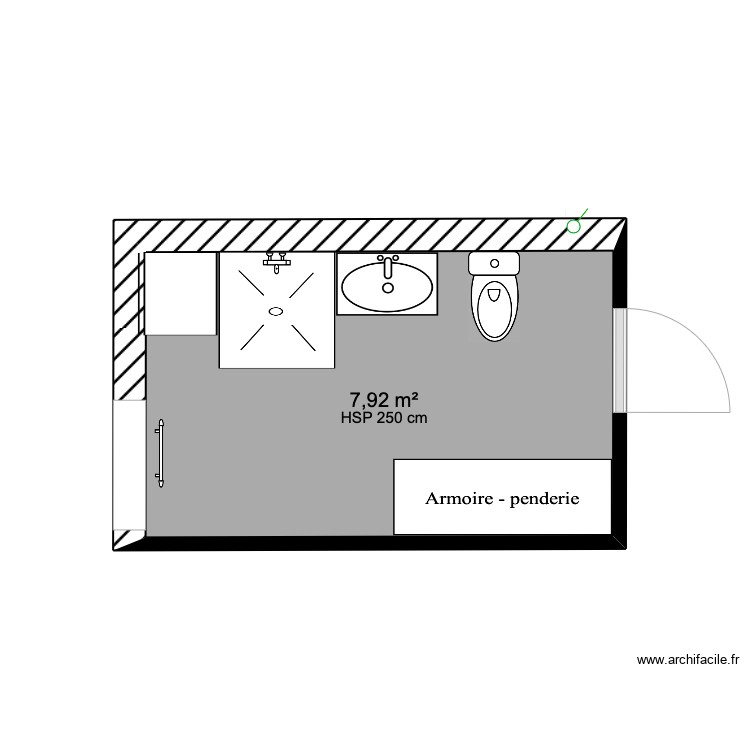 salle de bain 6M2 1ER - Plan 1 pièce 8 m2 dessiné par Didie57