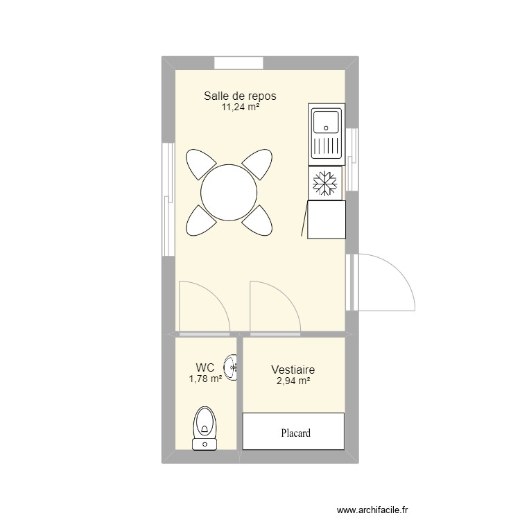 EXTENSION CAB - Plan 3 pièces 16 m2 dessiné par EloDent