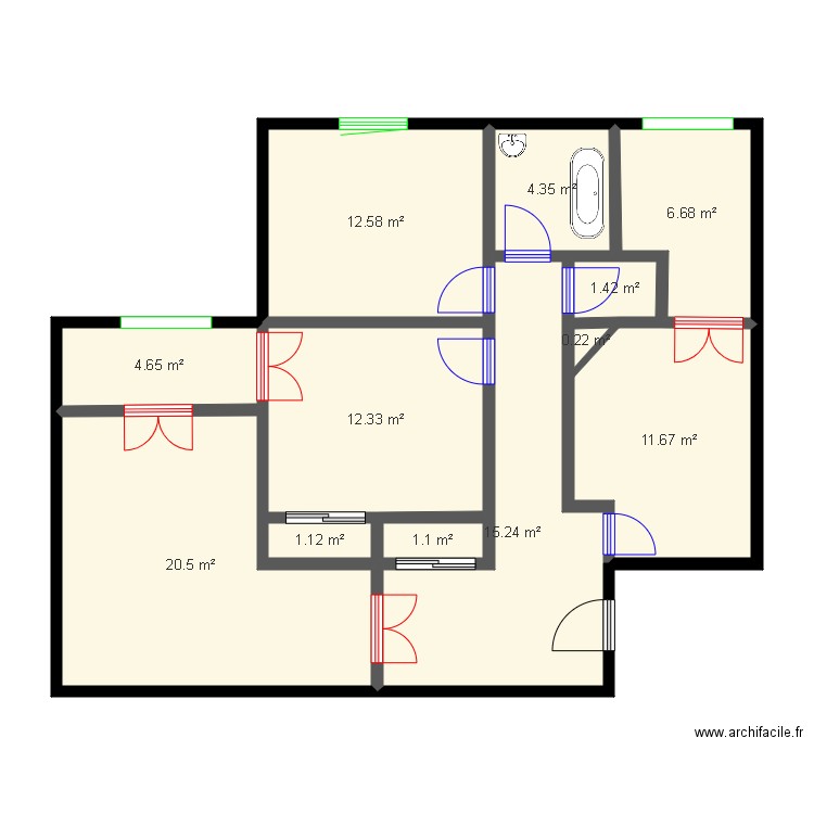 F3 Appartement - Plan dessiné par komikoWest