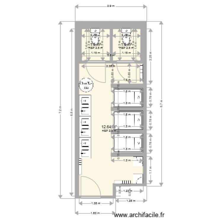 sanitaires - Plan dessiné par guiguin27
