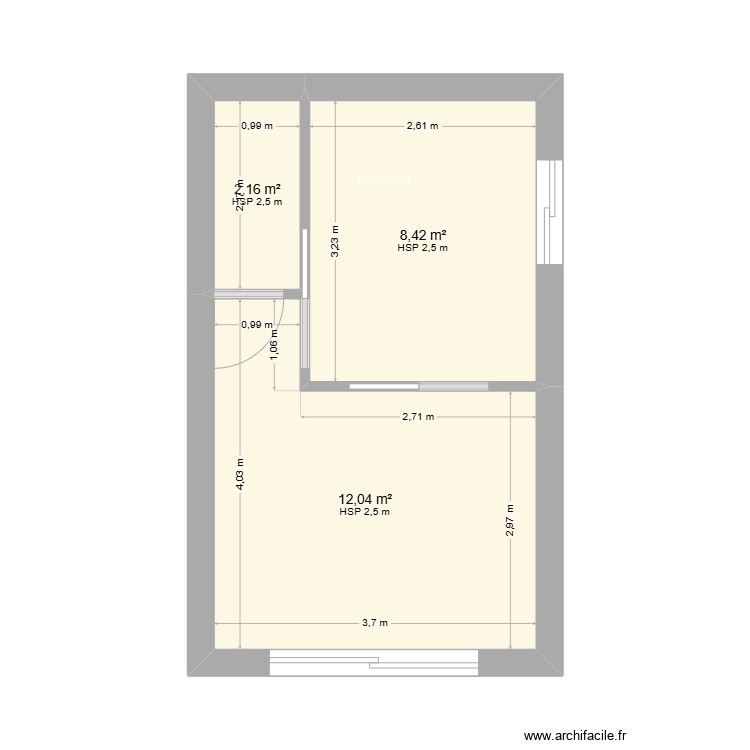 annexe - Plan 2 pièces 19 m2 dessiné par Le zeste naturel