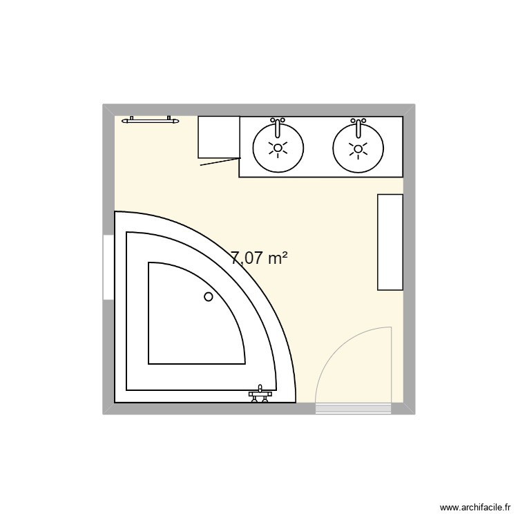 ma SDB - Plan 1 pièce 7 m2 dessiné par adel aouadi