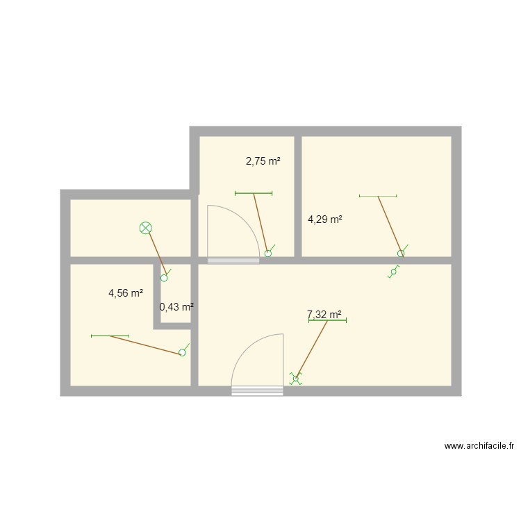 PLAN ECLAIRAGE CEDRIC - Plan 5 pièces 19 m2 dessiné par KOMBILE