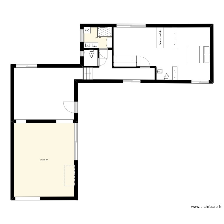 anglet 2 - Plan 2 pièces 33 m2 dessiné par barthelm