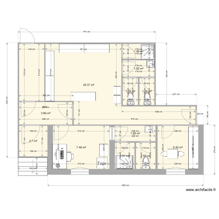 VESTIAIRES - Plan dessiné par ribot84840