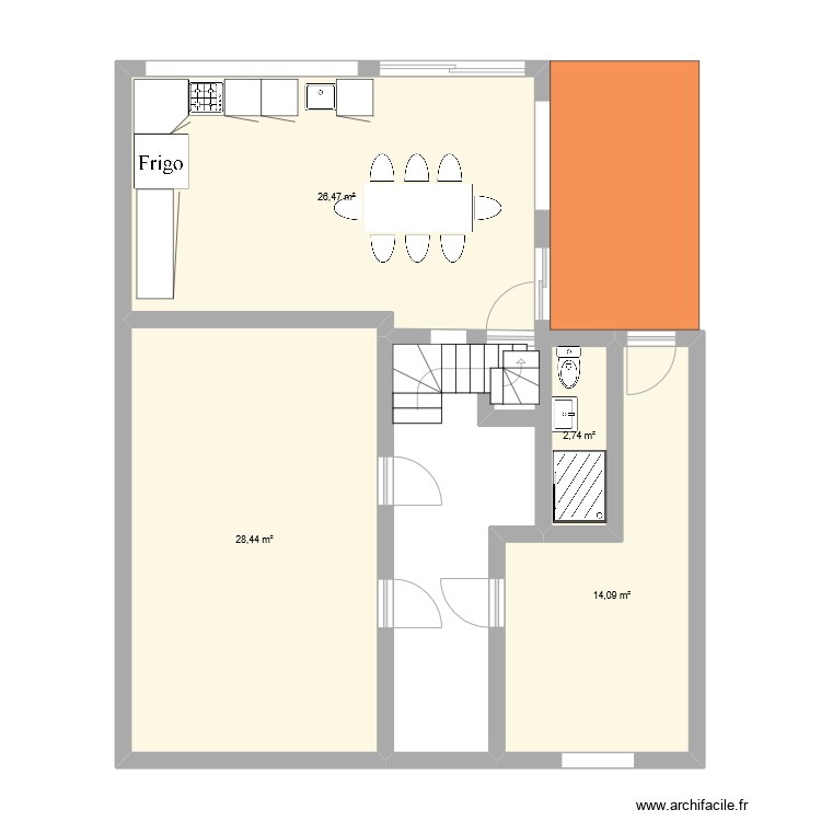 plan actuel sol 2 - Plan 4 pièces 72 m2 dessiné par Pepedup82