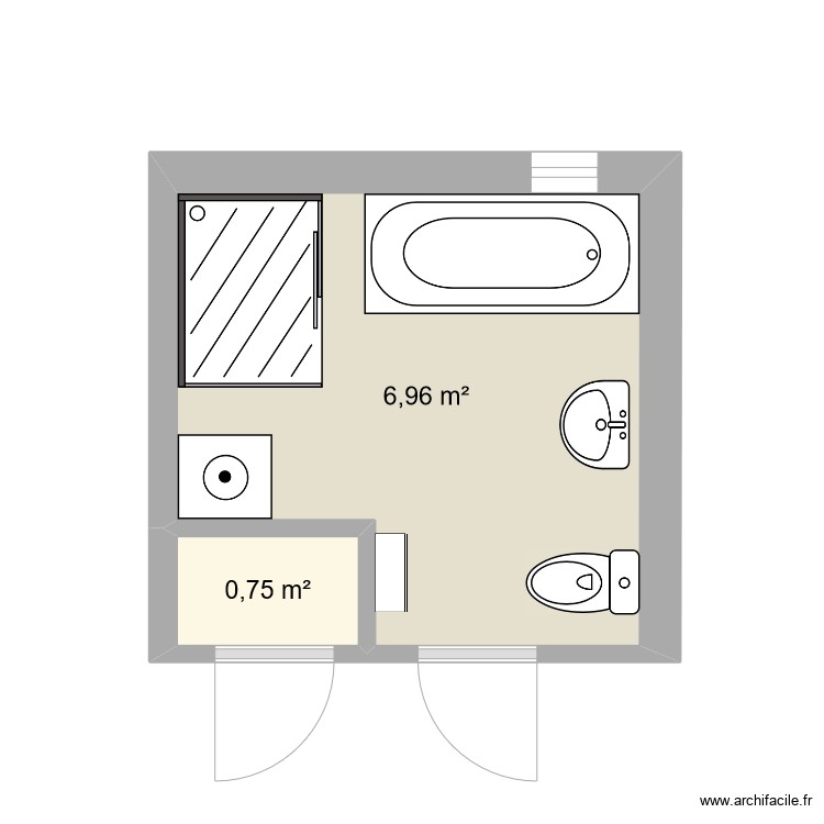 sdb - Plan 2 pièces 8 m2 dessiné par domiorleans