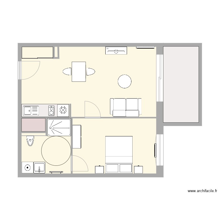 T2 42m2 version 1 - Plan dessiné par JLateu