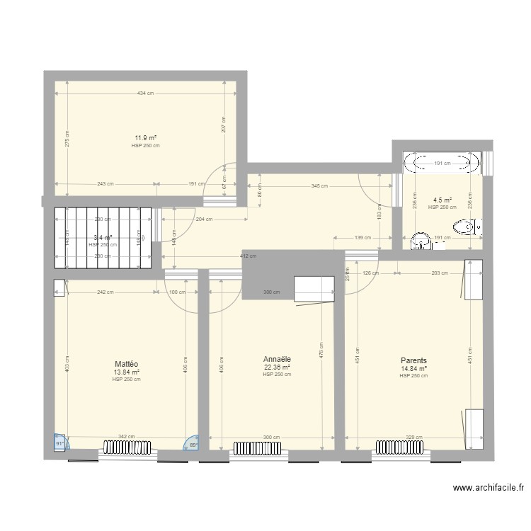 Trano etage - Plan dessiné par Kalangita