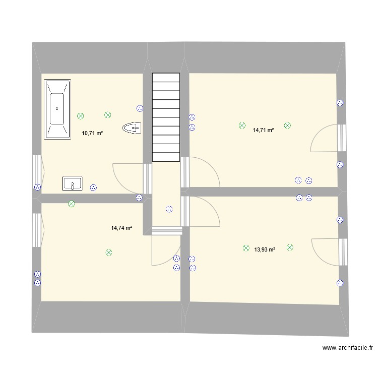 combles - Plan 4 pièces 54 m2 dessiné par Aumalie