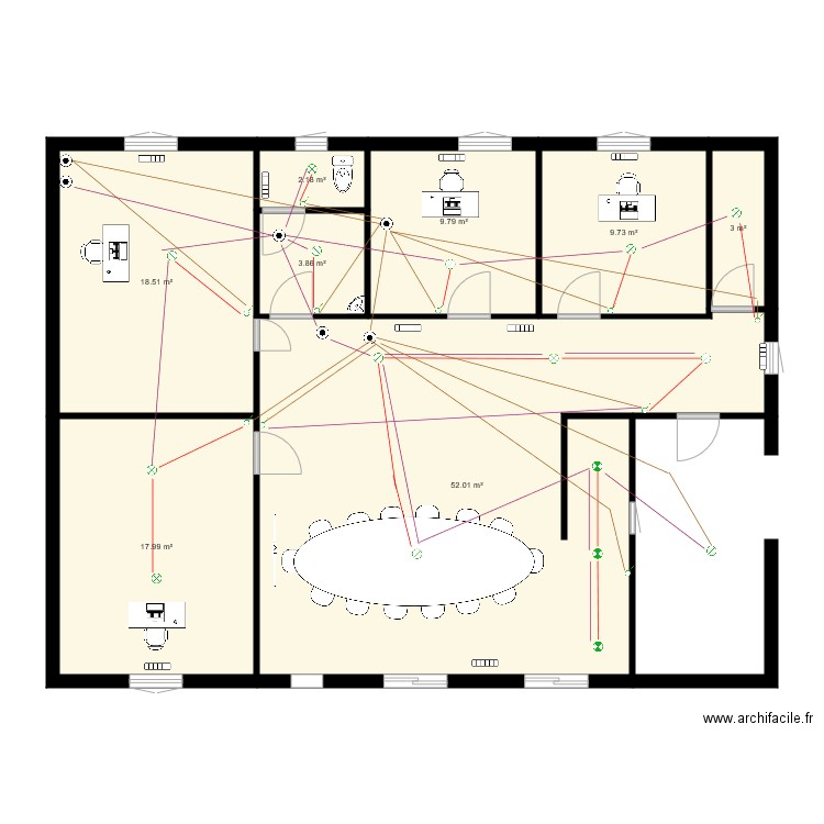 maison admin cablage eclairage - Plan dessiné par afsame