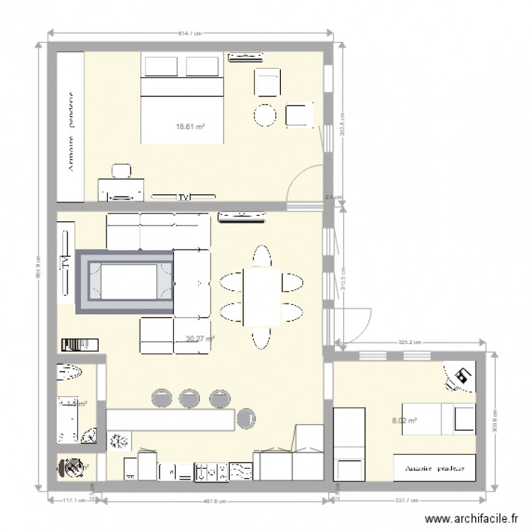2ème plan 60m2 - Plan dessiné par zeus...