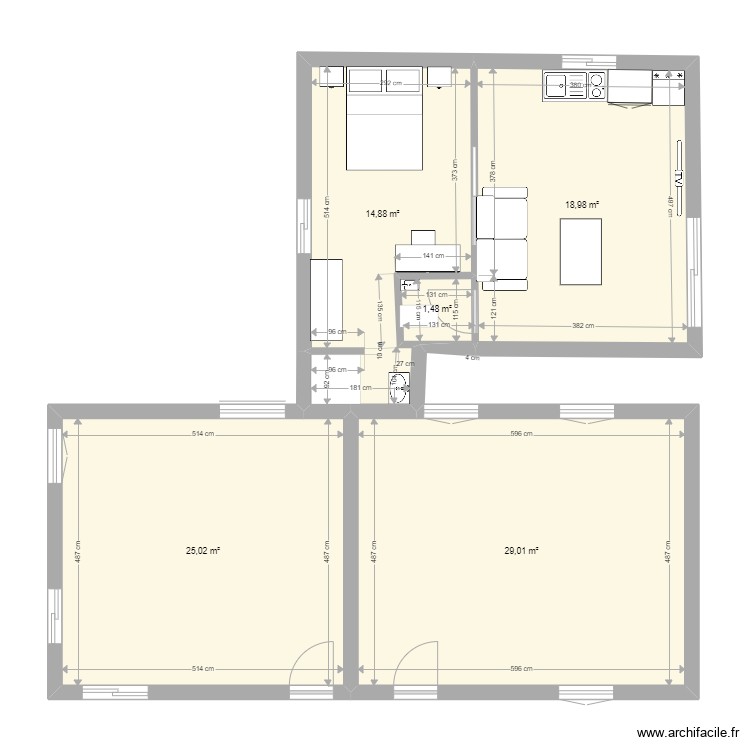 extension 2 - Plan 5 pièces 89 m2 dessiné par henriw1962