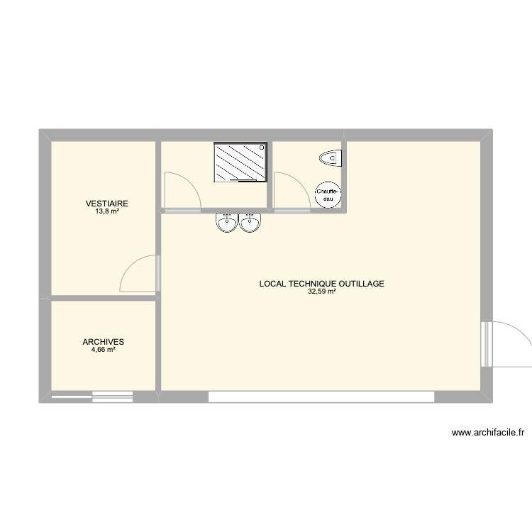 VESTIAIRE - Plan 3 pièces 51 m2 dessiné par LUDOBEAUCLAIR