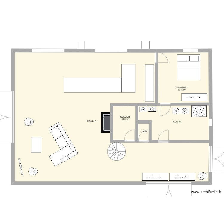 rdc - Plan 5 pièces 144 m2 dessiné par liz48100