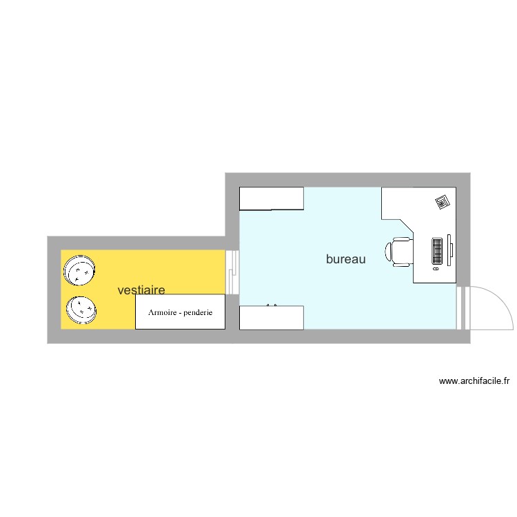 vestiaire et bureau - Plan dessiné par LEAAbouss