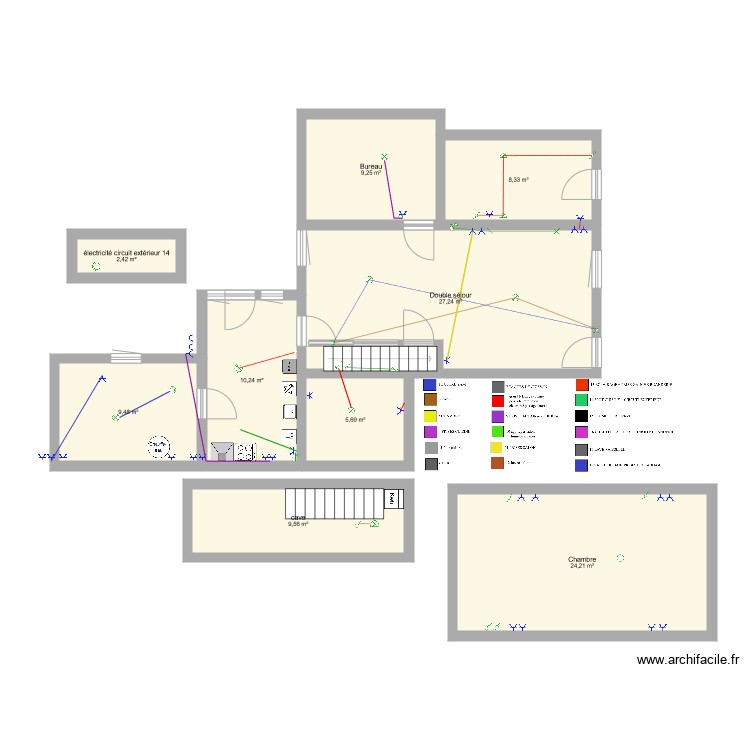 plan electrique - Plan 9 pièces 106 m2 dessiné par Bergi