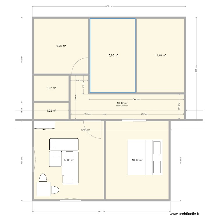 LAUSANNE - 1006 - Plan 8 pièces 81 m2 dessiné par Immosky AG