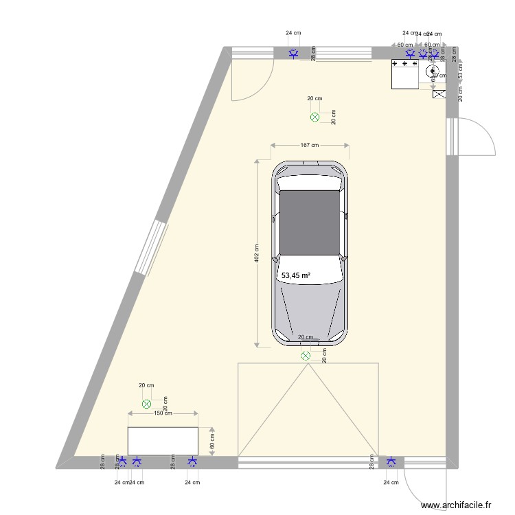 Projet garage 2 - Plan dessiné par mahuro