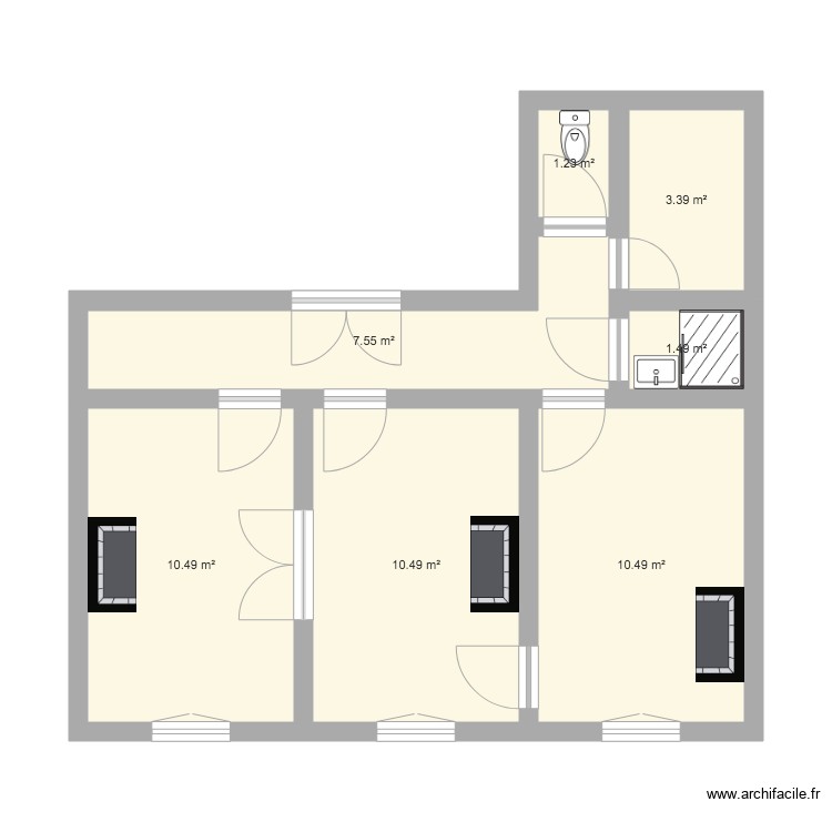 test - Plan 7 pièces 45 m2 dessiné par PisePages