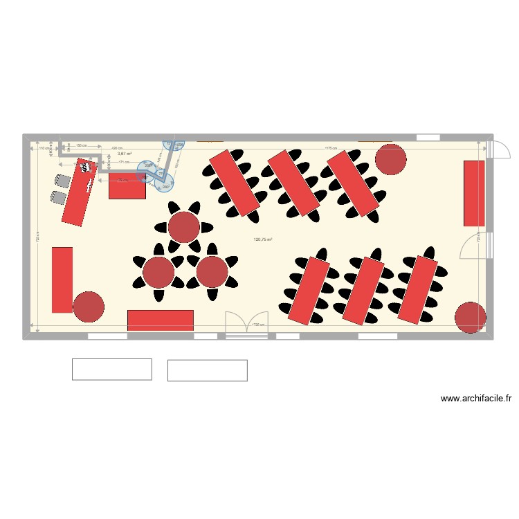 Salle fete #2 - Plan 2 pièces 124 m2 dessiné par FredVika