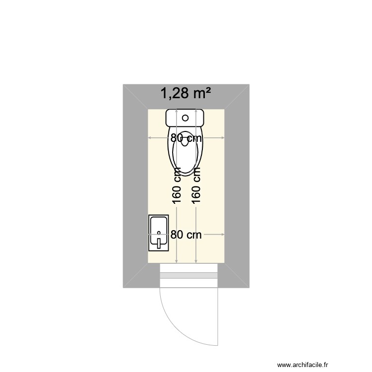 Toilettes - Plan 1 pièce 1 m2 dessiné par Mia G