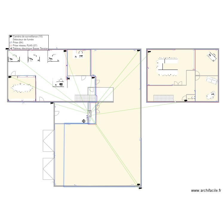 Batiment avec implantation electrique et cablage - Plan 8 pièces 462 m2 ...