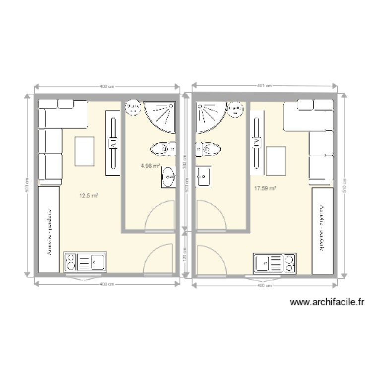 2 studio - Plan dessiné par rogikita