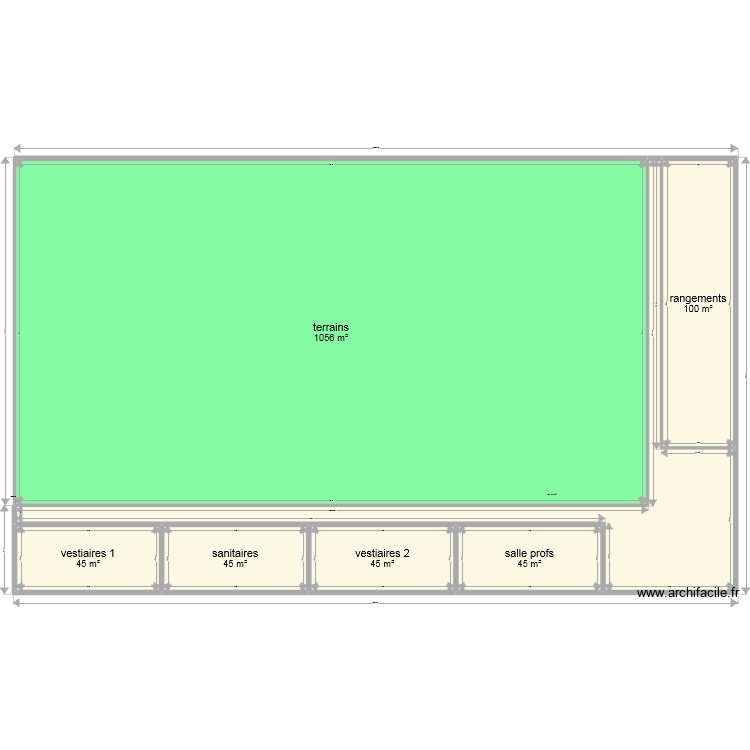 projet gymnase - Plan 7 pièces 1478 m2 dessiné par entretien...