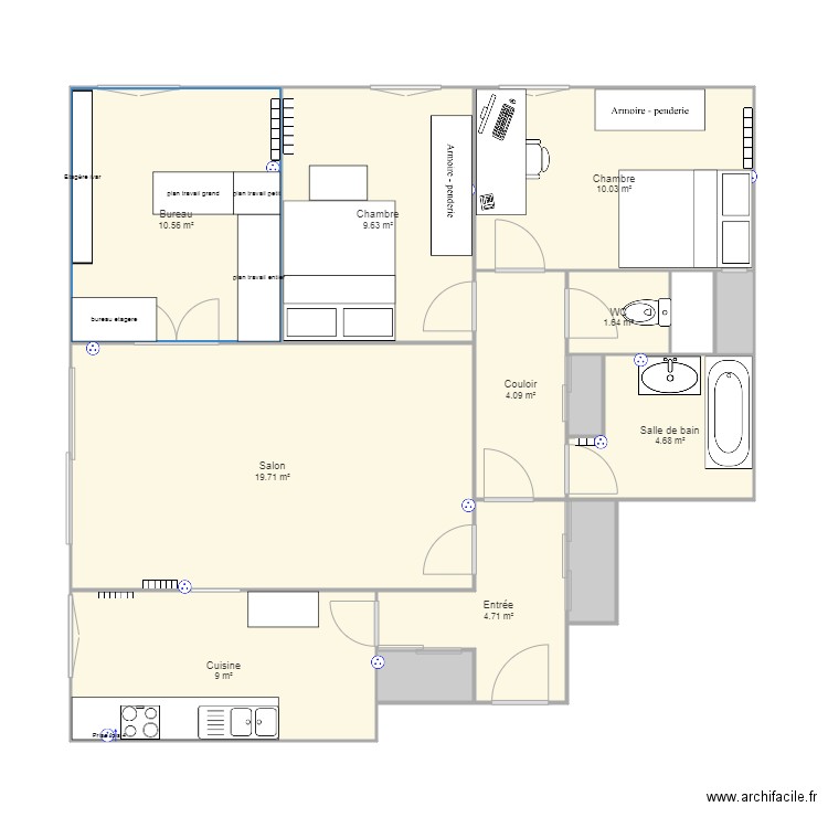 appartement 75m2 - Plan dessiné par RiverBlackQuinn