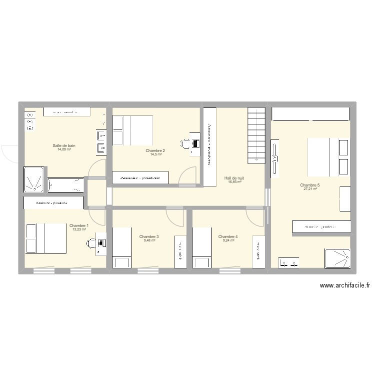 Etage GOZEE - Plan 13 pièces 210 m2 dessiné par Aurego